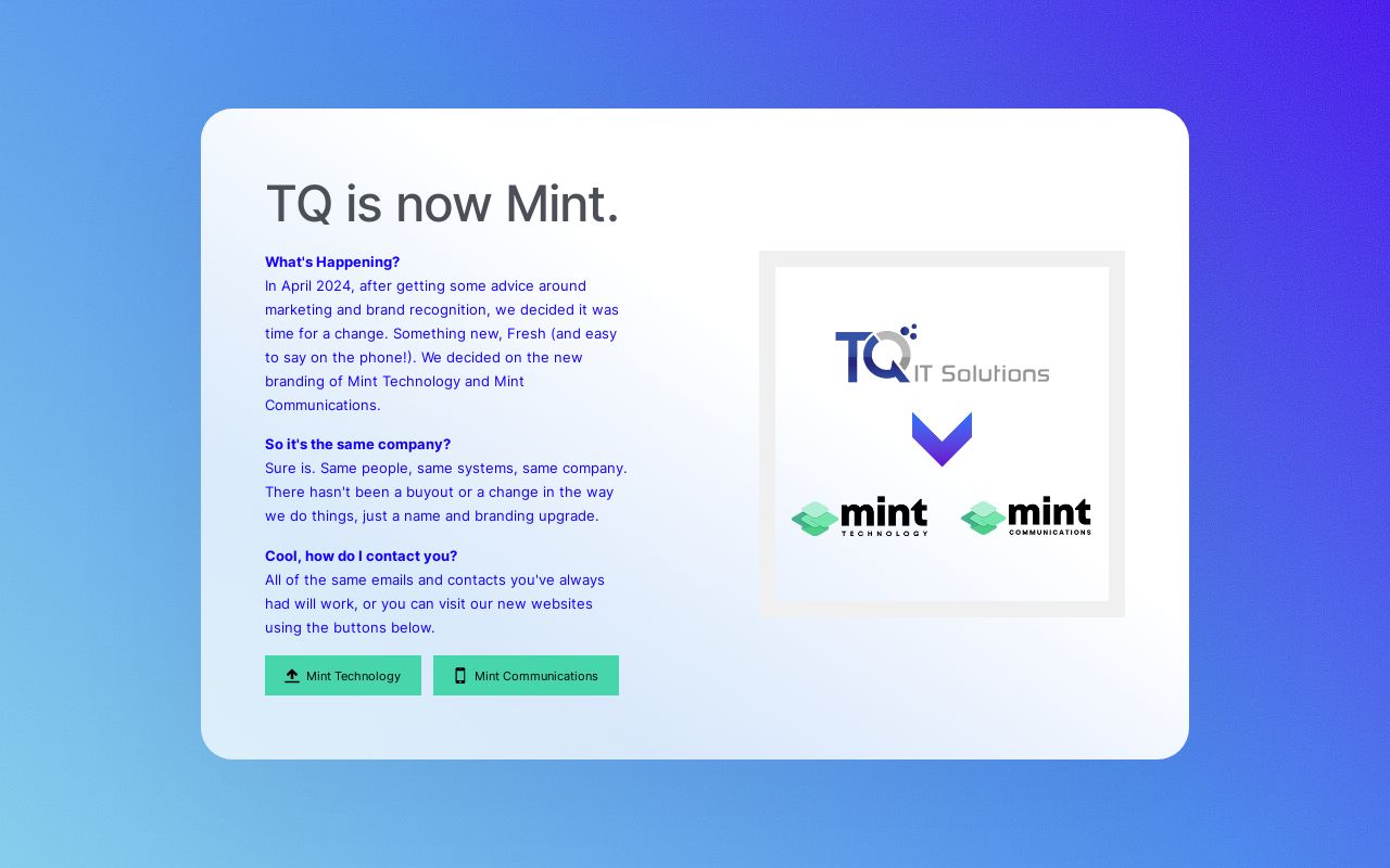 TQ IT Solutions is now Mint.